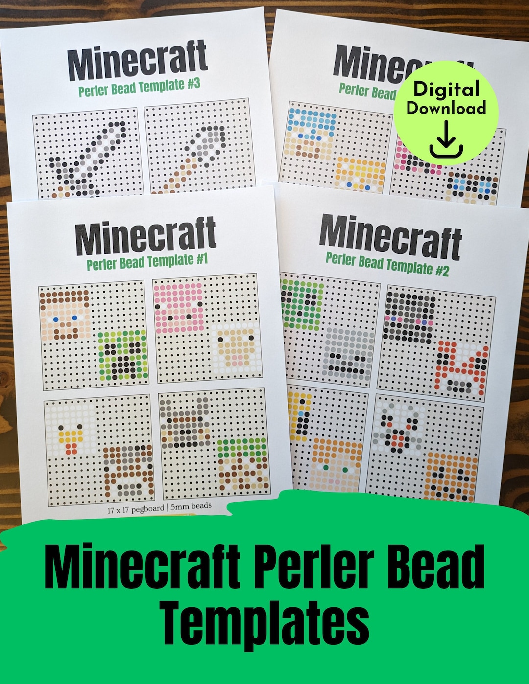 Minecraft Perler Bead Hama Bead Fuse Bead Bundle Steve - Etsy