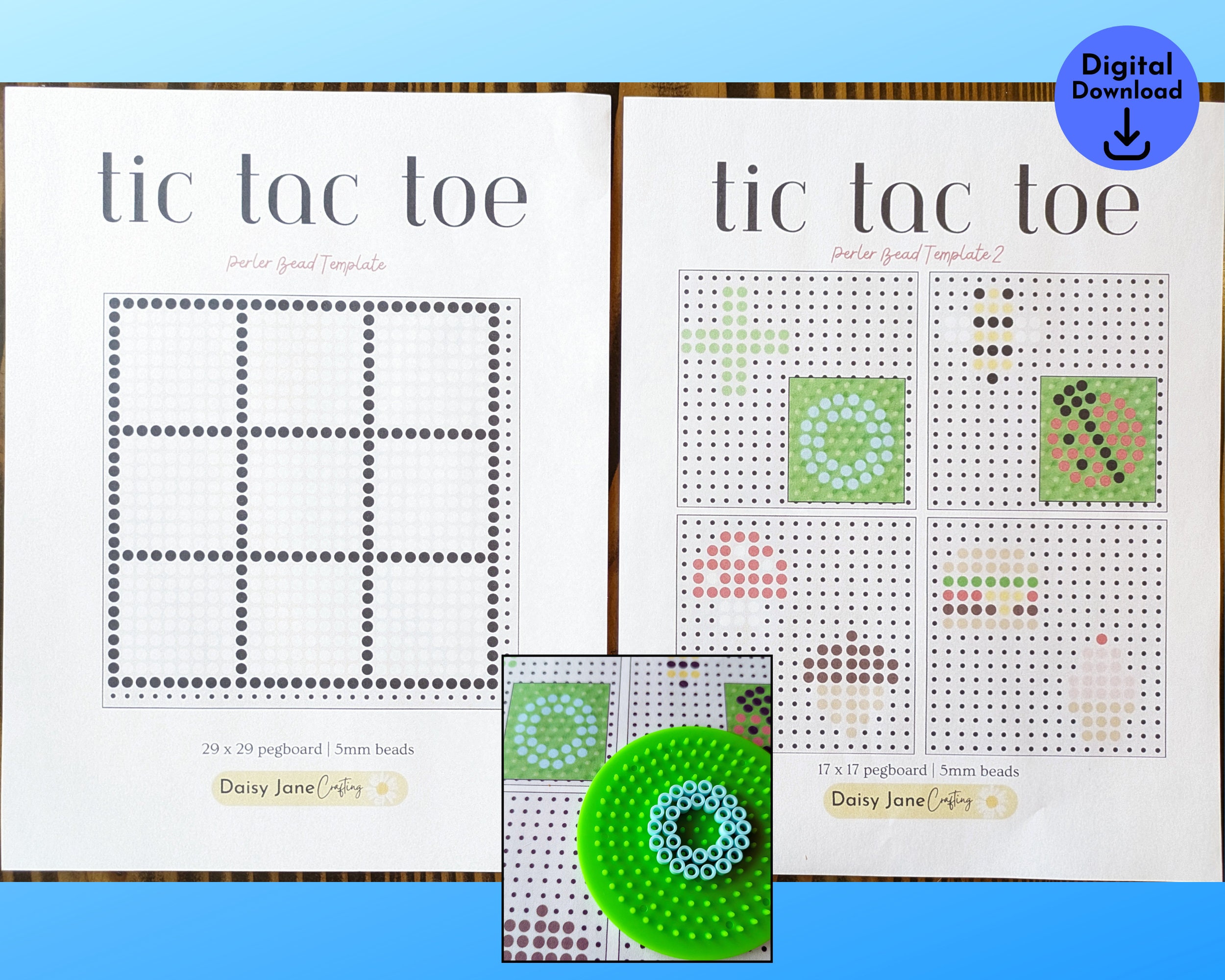 Perler Bead Game Templates – Dice, Dominoes, Tangram (PDF Download) - Etsy