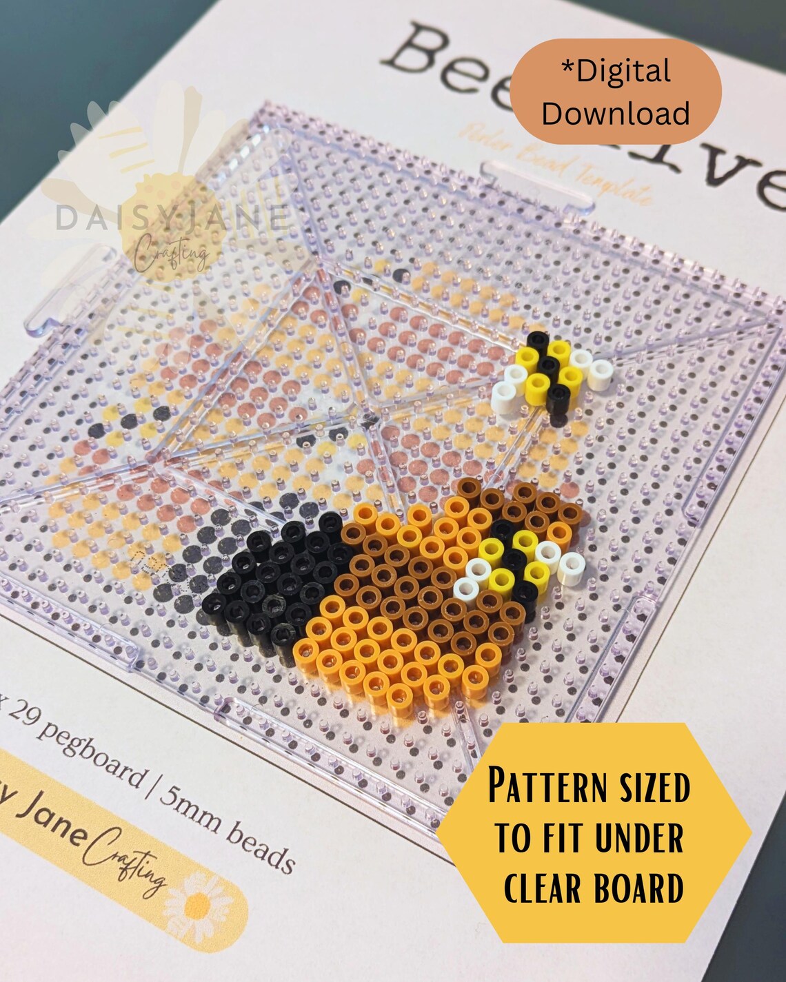 Beehive Perler Bead Template | Fuse Beads, Hama Beads | Honeybee Craft ...