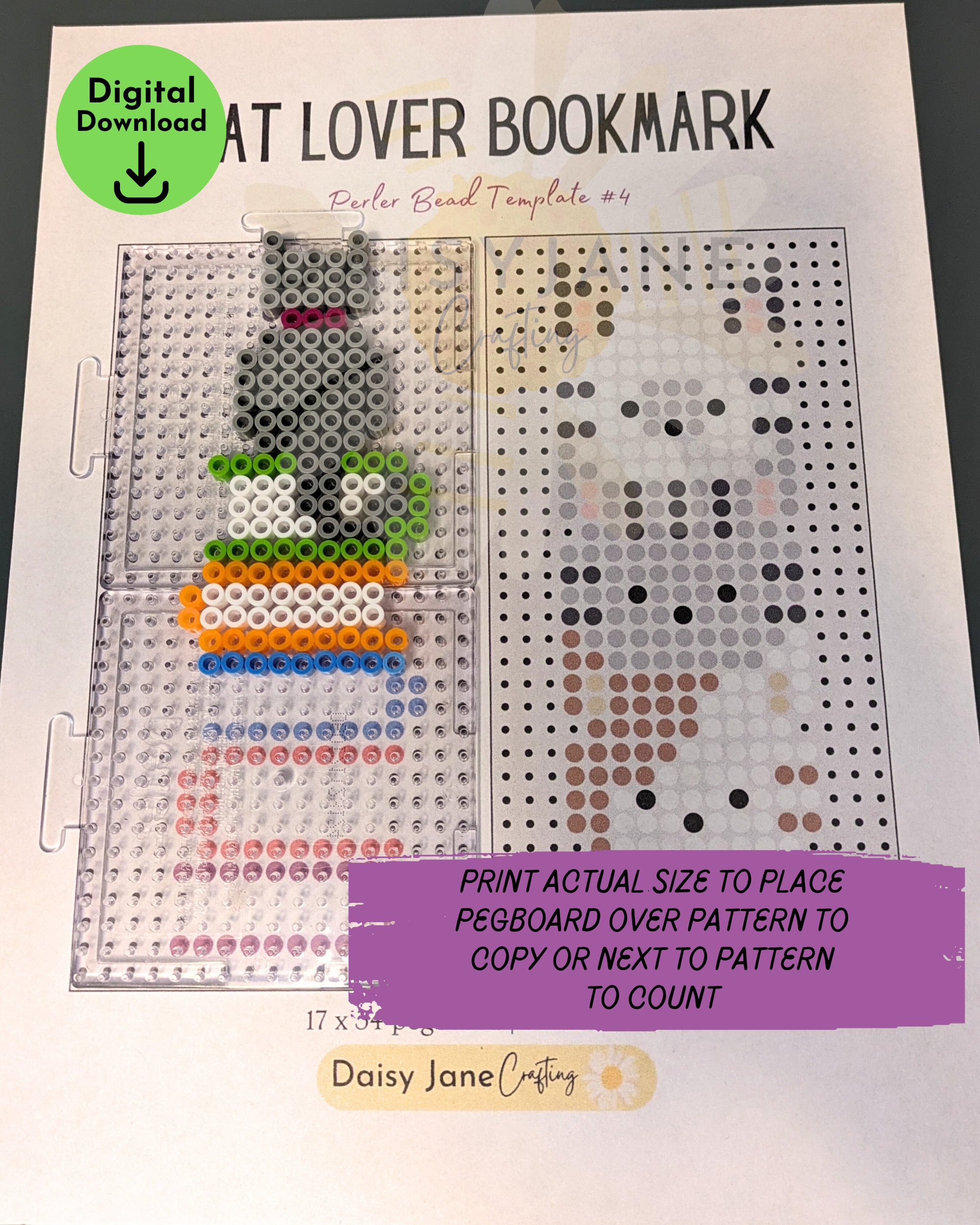 Cat Lover Bookmark Perler Bead, Hama Bead, Fuse Bead Bundle | Cats Paws ...