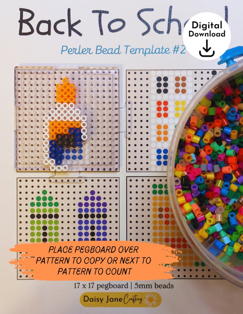 Back to School Perler Bead Hama Bead Fuse Bead Bundle Bus - Etsy