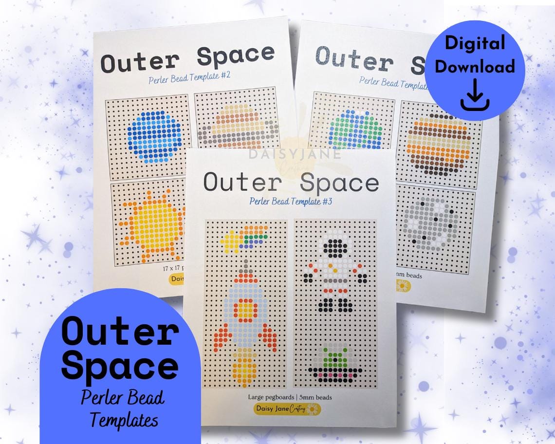 Outer Space Perler Bead, Hama Bead, Fuse Bead Bundle | Spaceship Earth ...