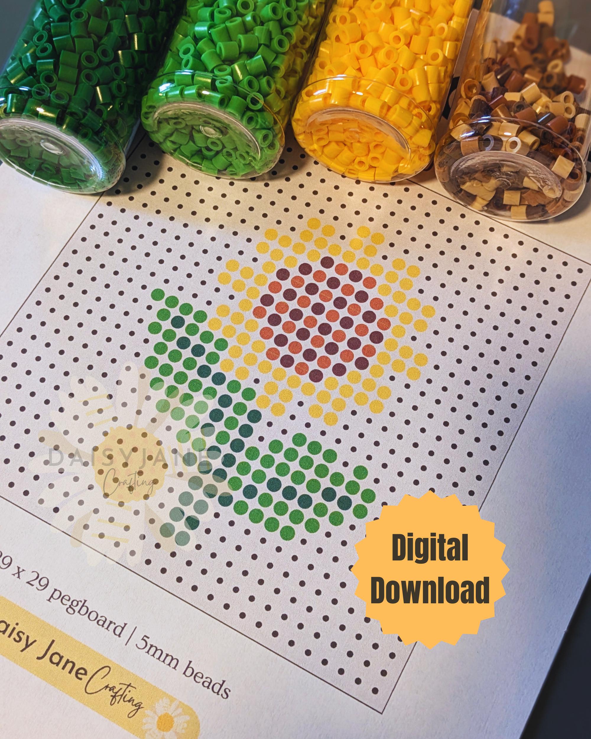 Sunflower Perler Bead Template | Digital Download | Fuse Beads, Hama ...