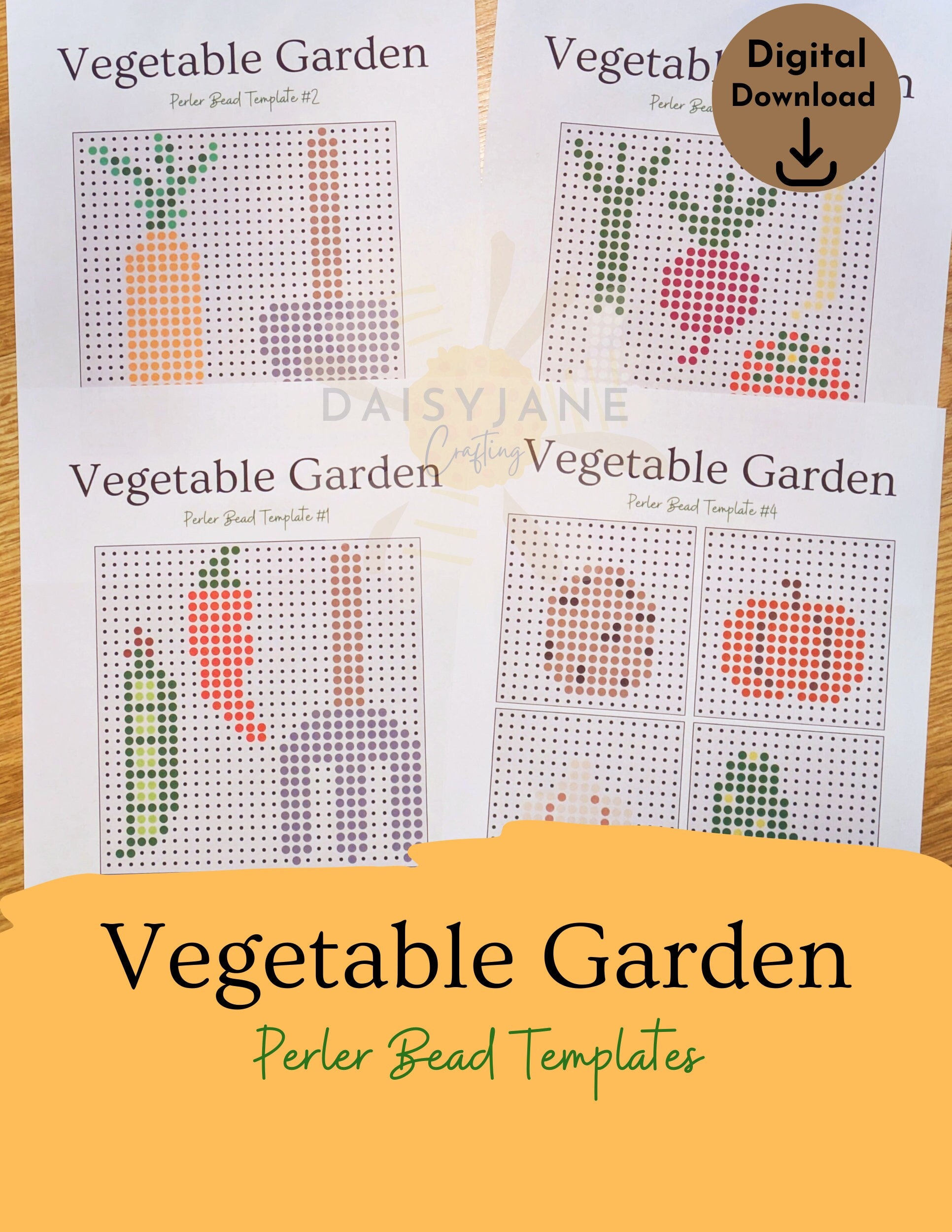 Vegetable Garden Perler Bead, Hama Bead, Fuse Bead Bundle Garlic Carrot ...