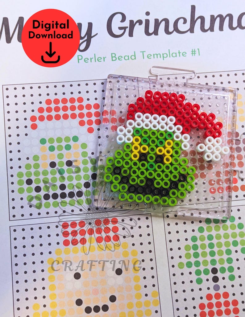 Grinch Christmas Perler Bead Patterns, Fuse Bead Template (digital ...
