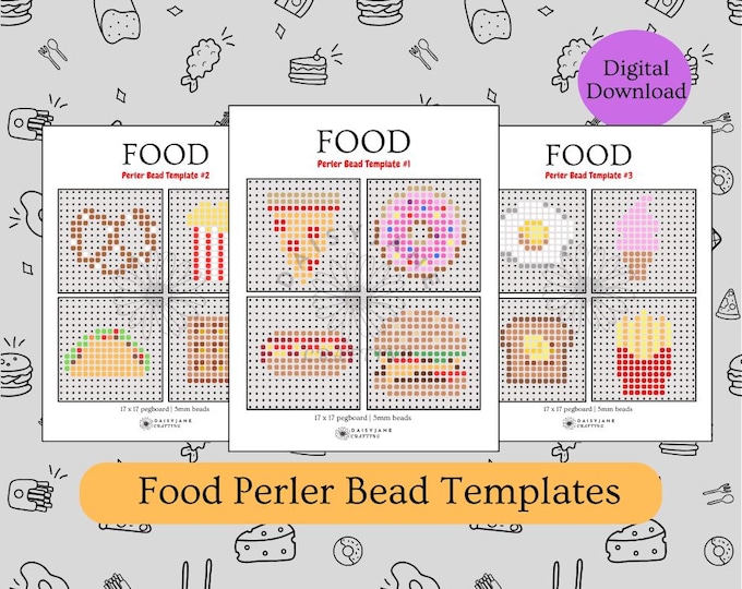 Fast Food Fuse Bead Template, Kawaii Hama Perler Nabbi Pyssla Beads ...