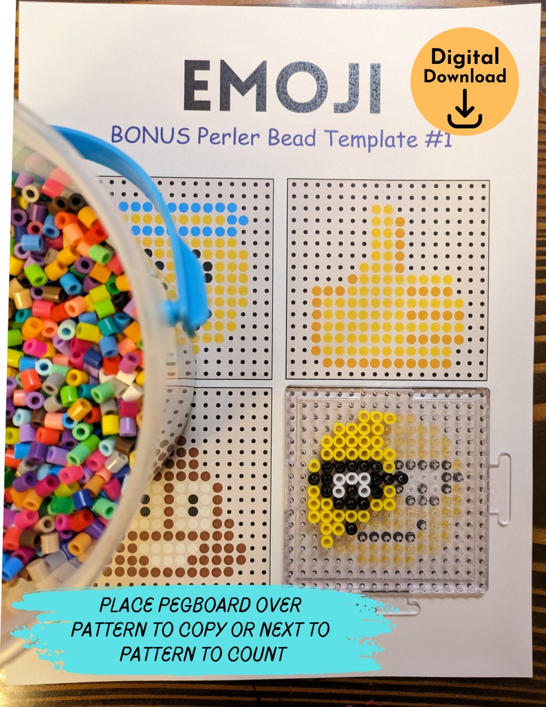 BONUS Emoji Perler Bead, Hama Bead, Fuse Bead Bundle | Emoji Crafts for ...