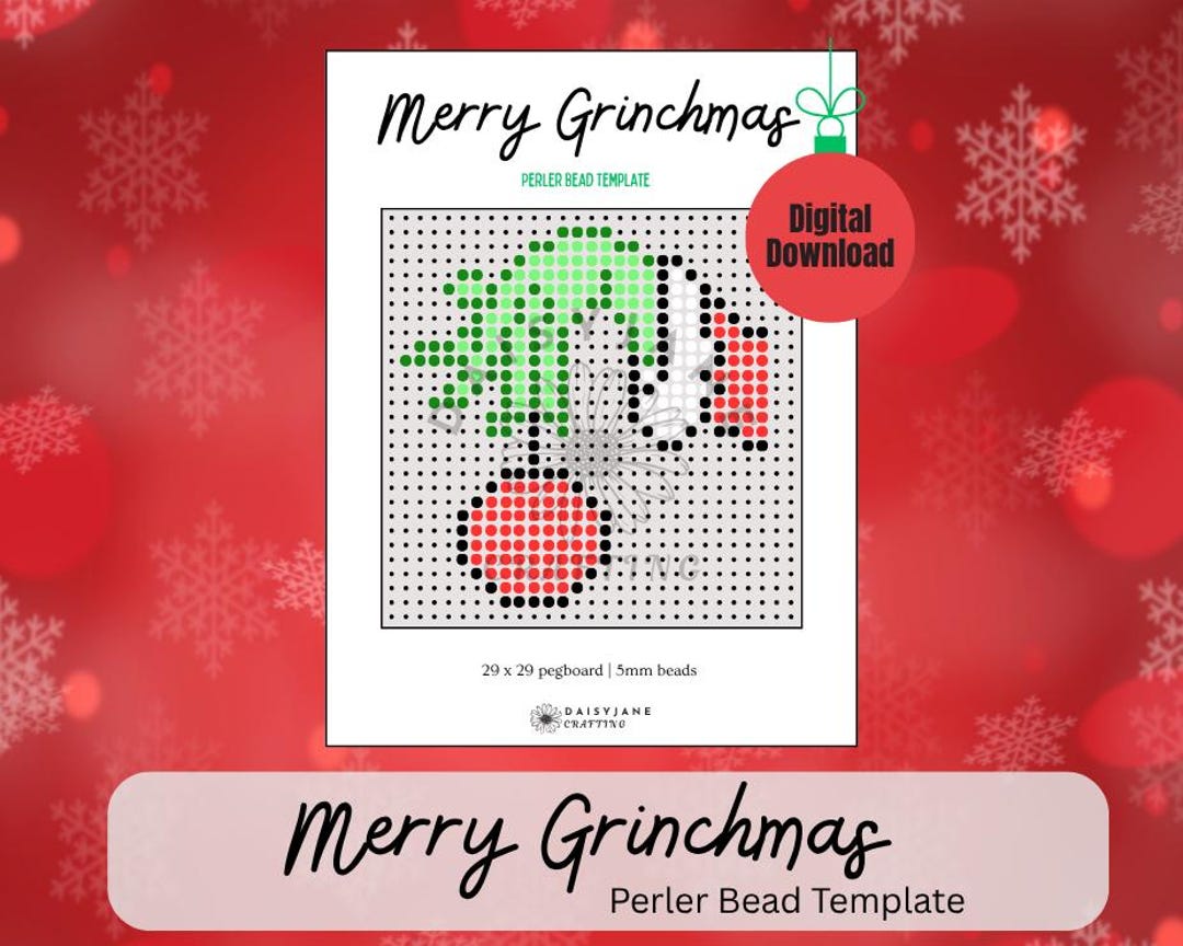 Grinch Christmas Perler Bead Pattern, Kids Craft (digital Download) - Etsy