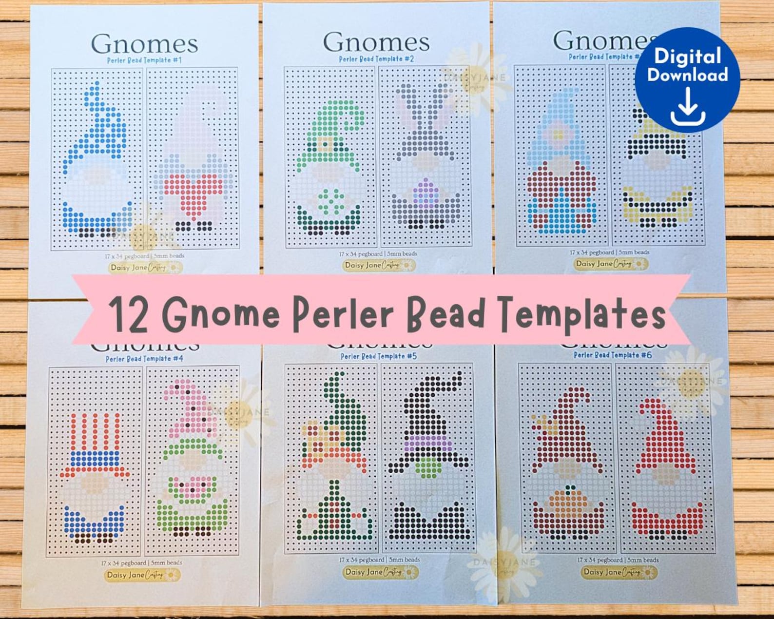 Gnome Perler Bead Templates, Monthly Holiday Themes (digital Download ...