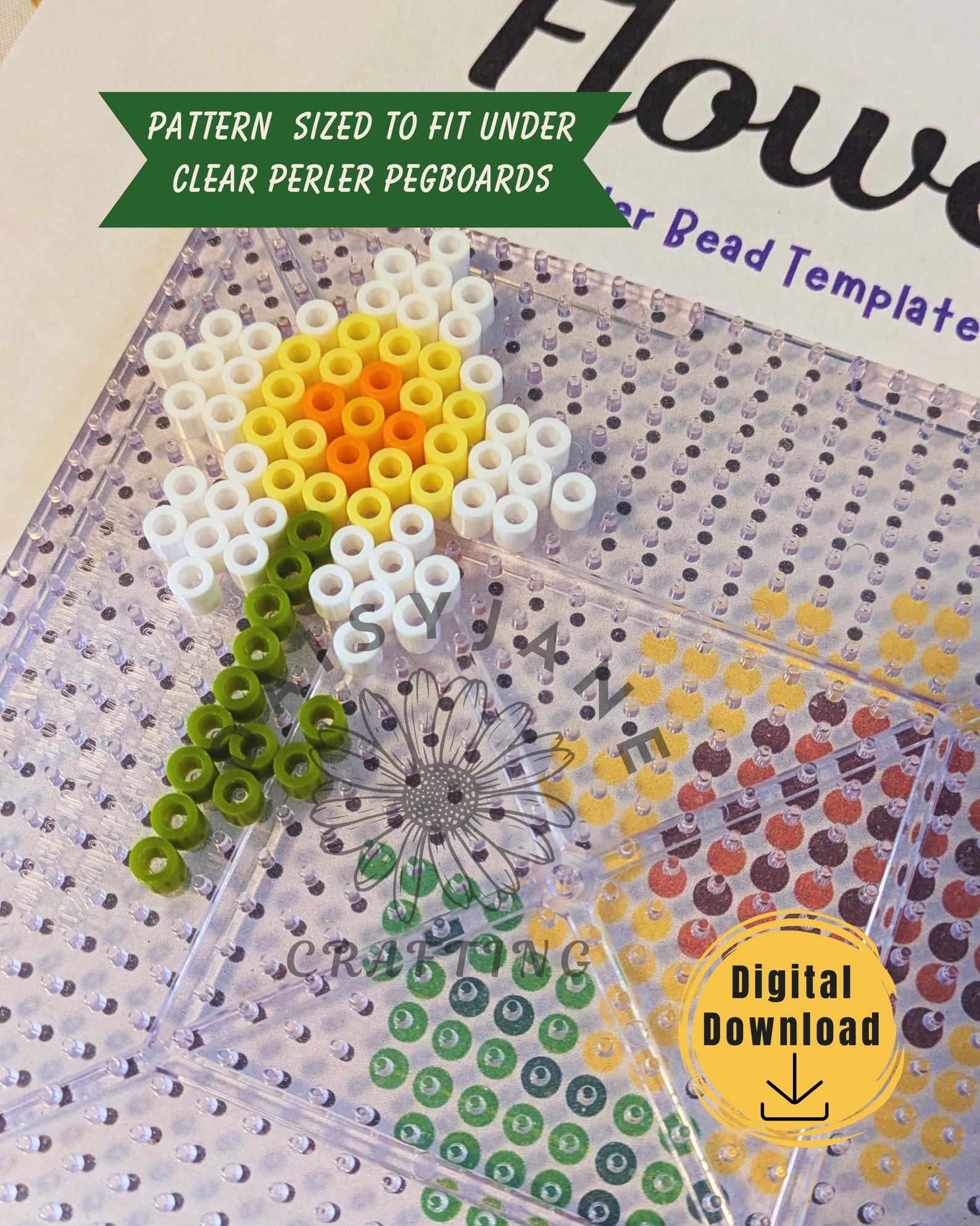 Flower Perler Bead Templates | Digital Download | Fuse Beads, Hama ...
