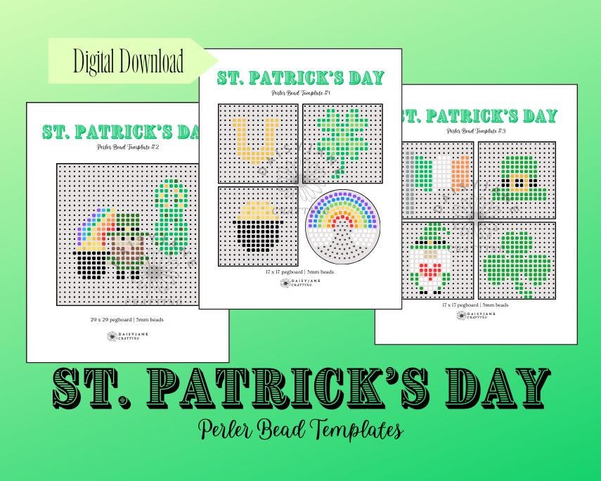 St. Patrick's Day Perler Bead, Hama Bead, Fuse Bead Bundle | Gold ...