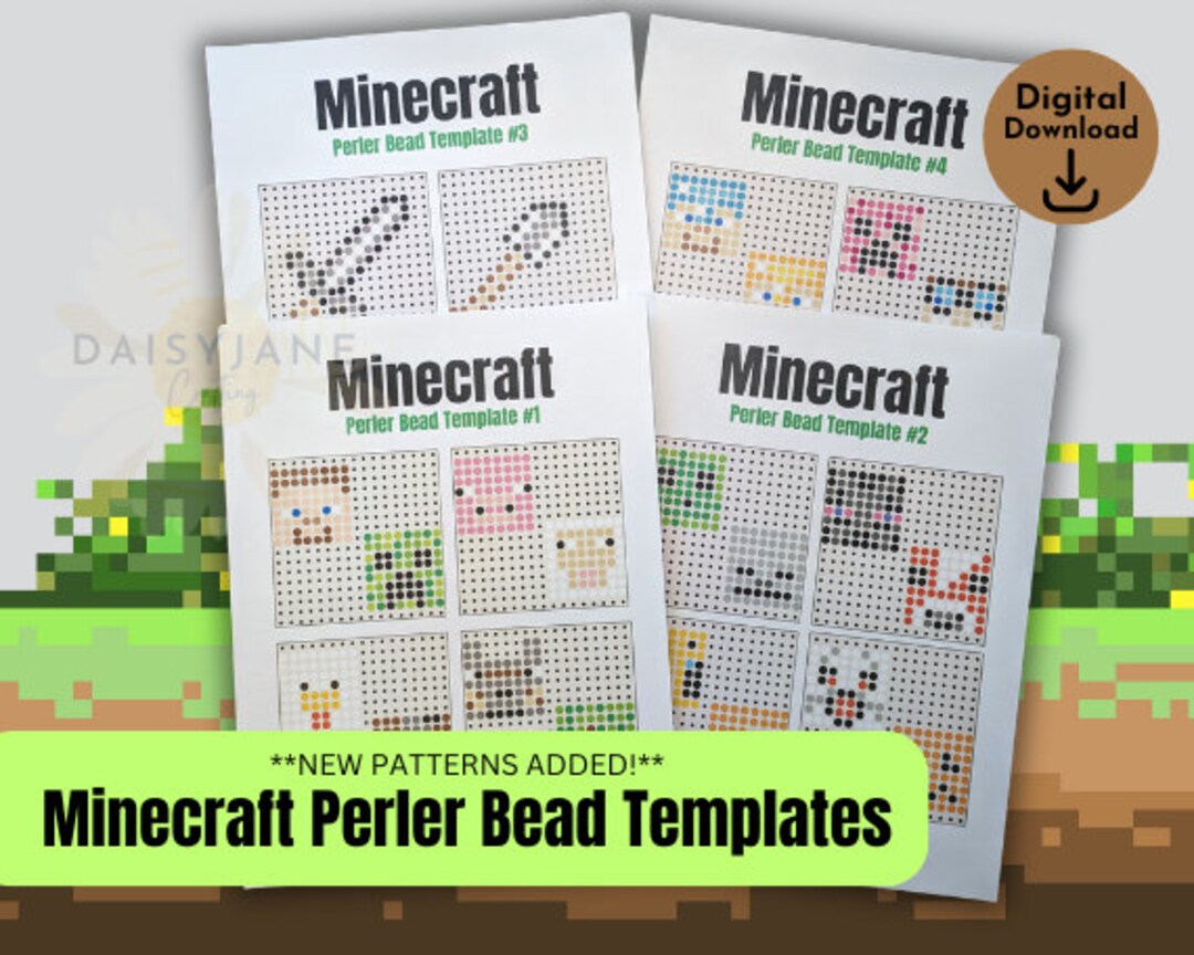 Minecraft Perler Bead, Hama Bead, Fuse Bead Bundle Steve Creeper Crafts ...