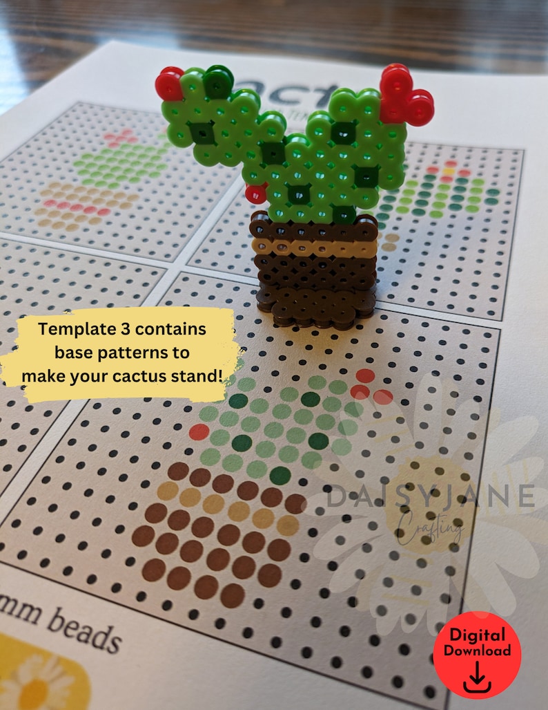 Cactus Perler Bead, Hama Bead, Fuse Bead Bundle | Cactus Craft for Kids ...
