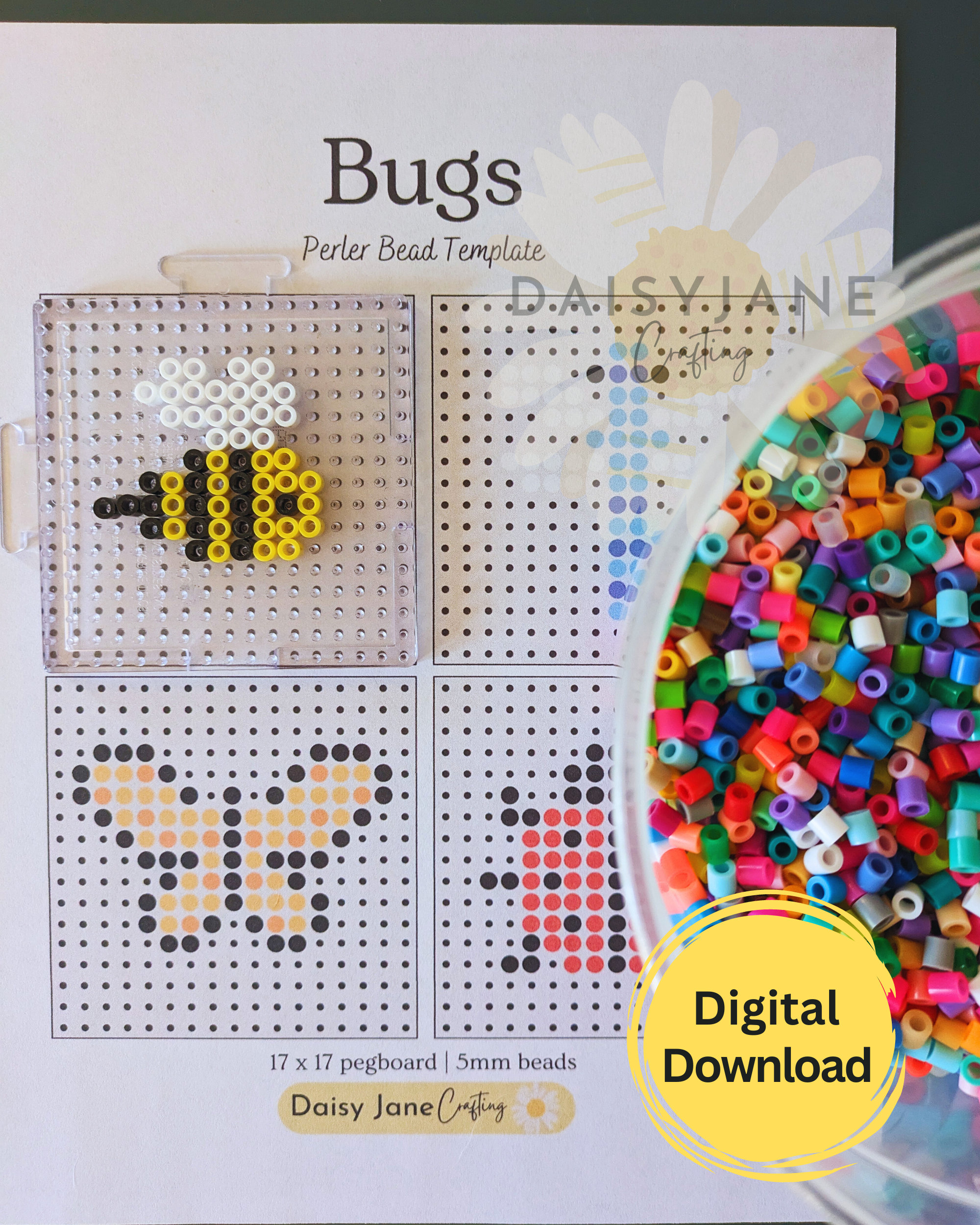 Bug Perler Bead Template, Butterfly, Bee, Ladybug (digital Download) - Etsy