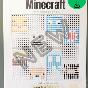 Minecraft Perler Bead, Hama Bead, Fuse Bead Bundle | Steve Creeper ...