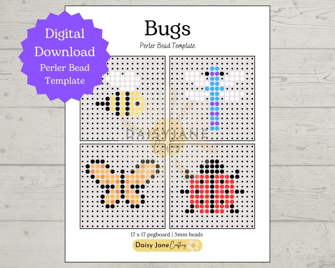Bug Perler Bead Template, Butterfly, Bee, Ladybug (digital Download) - Etsy