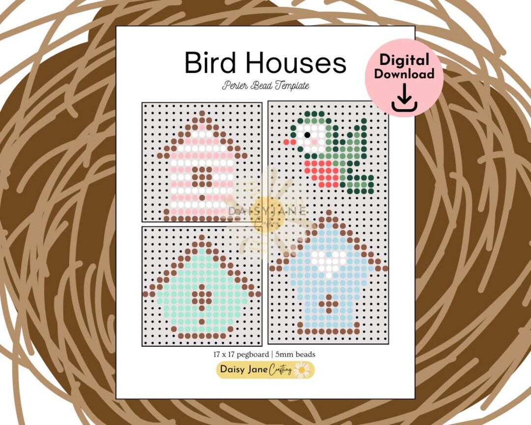 Bird House Perler Bead Pattern | Spring Crafts (digital Download) - Etsy