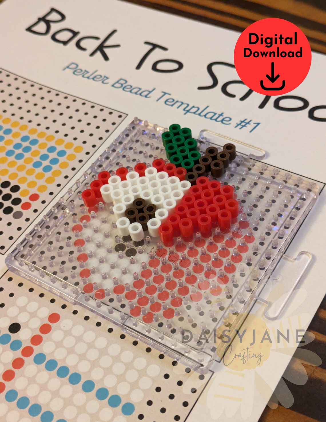 Back to School Perler Bead Patterns, School Bus, Apple (digital ...
