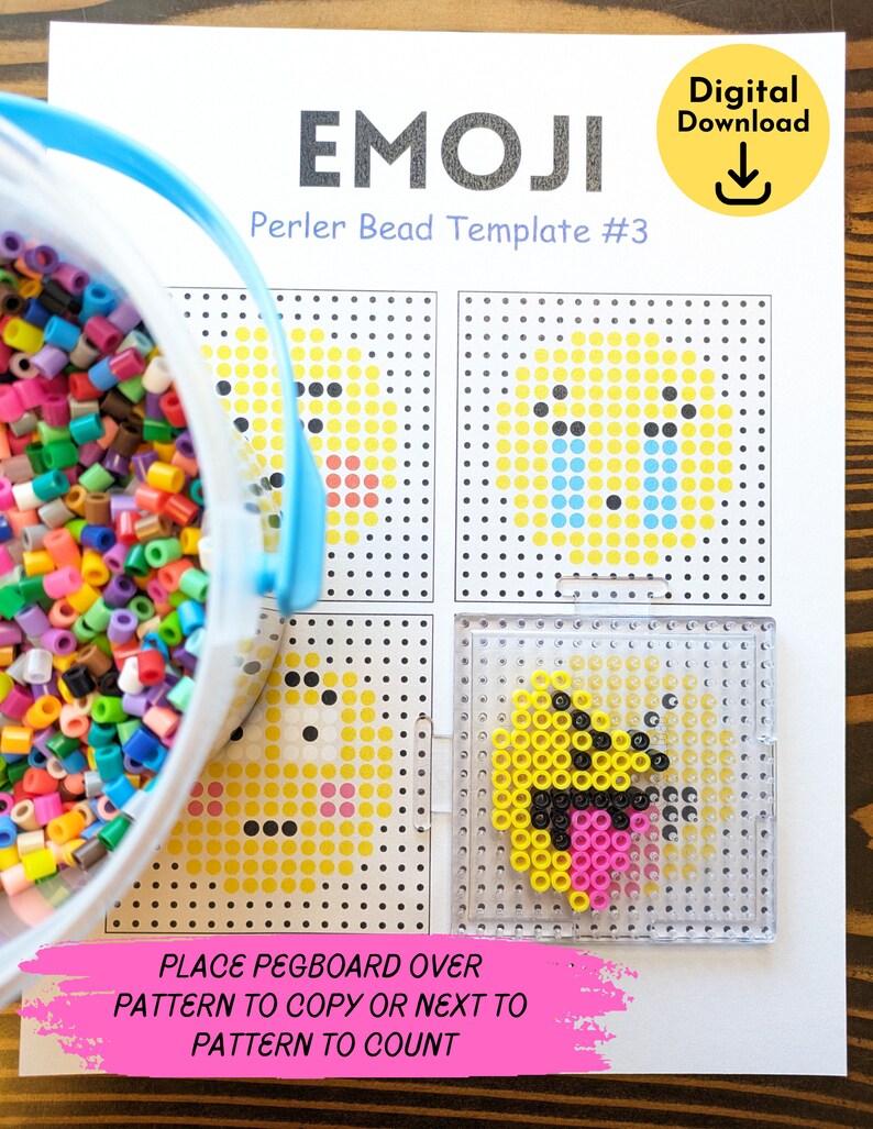 Emoji Perler Bead, Hama Bead, Fuse Bead Bundle | Emoji Craft for Kids ...