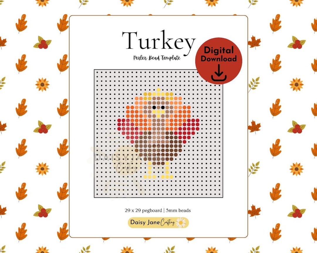 Turkey Perler Bead Template | Thanksgiving Craft (digital Download) - Etsy