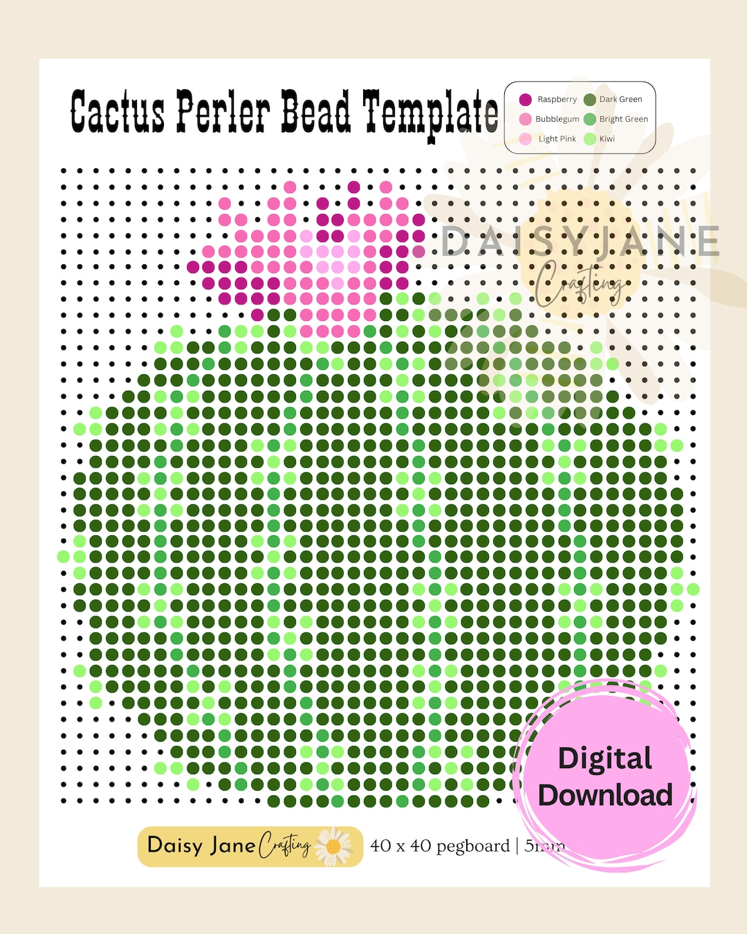 Cactus Perler Bead, Hama Bead, Fuse Bead Bundle Extra Large Cactus ...