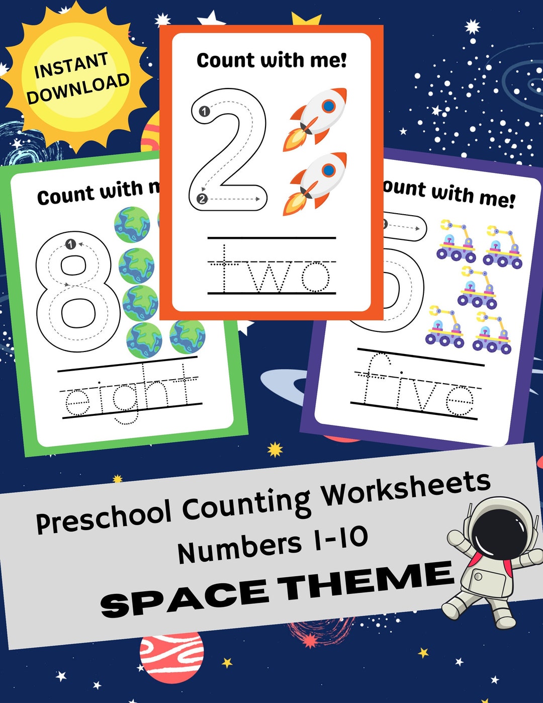 Outer Space Printable Preschool Worksheets for Homeschool - Etsy