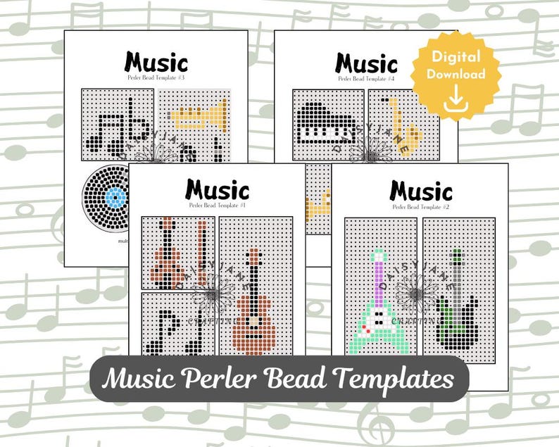 Music Perler Bead Templates | Hama Beads | Fuse Beads | Music Crafts ...