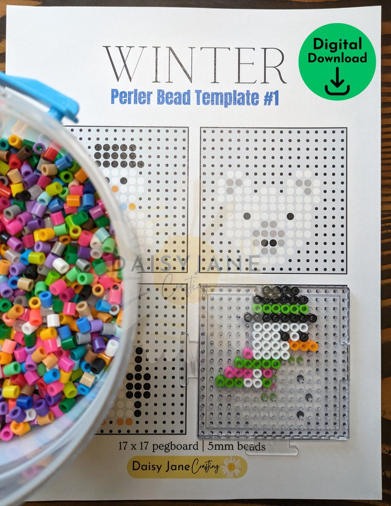 Winter Perler Bead Templates, Craft for Kids (PDF Pattern) - Etsy