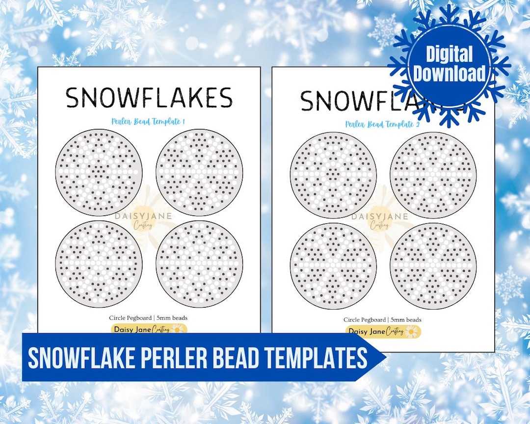 Snowflake Perler Bead, Hama Bead, Fuse Bead Templates | Winter Craft ...