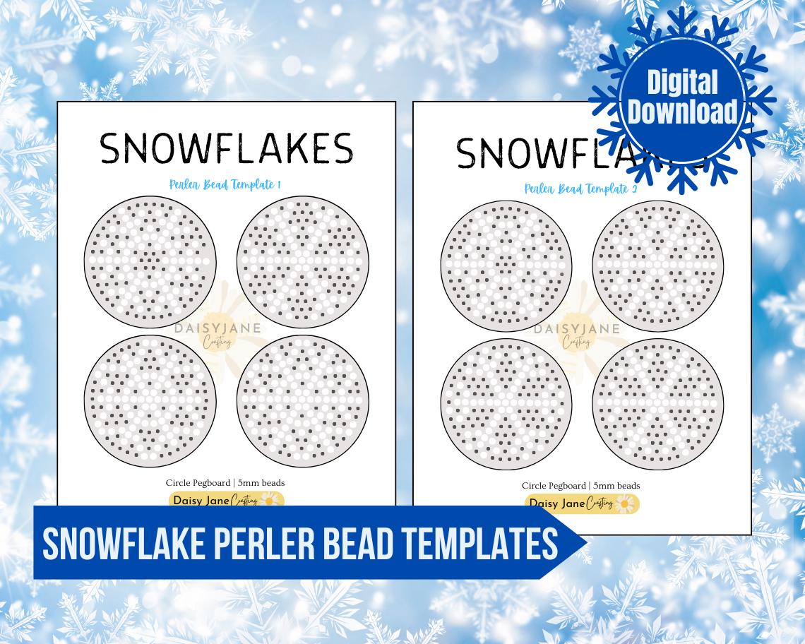 Snowflake Perler Bead, Hama Bead, Fuse Bead Templates | Winter Craft ...