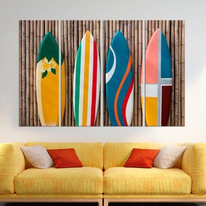 Colourful Surfboard Wall Art Canvas Surf Board Art Prints Surf Wall Art ...
