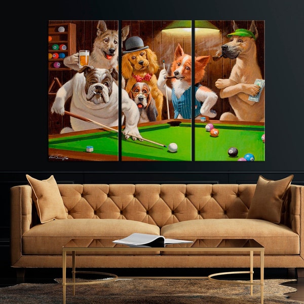 Dogs Playing Pool - Etsy