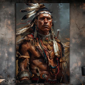 Apache Warrior Canvas Print Apache Indian Chief Wall Art Native ...
