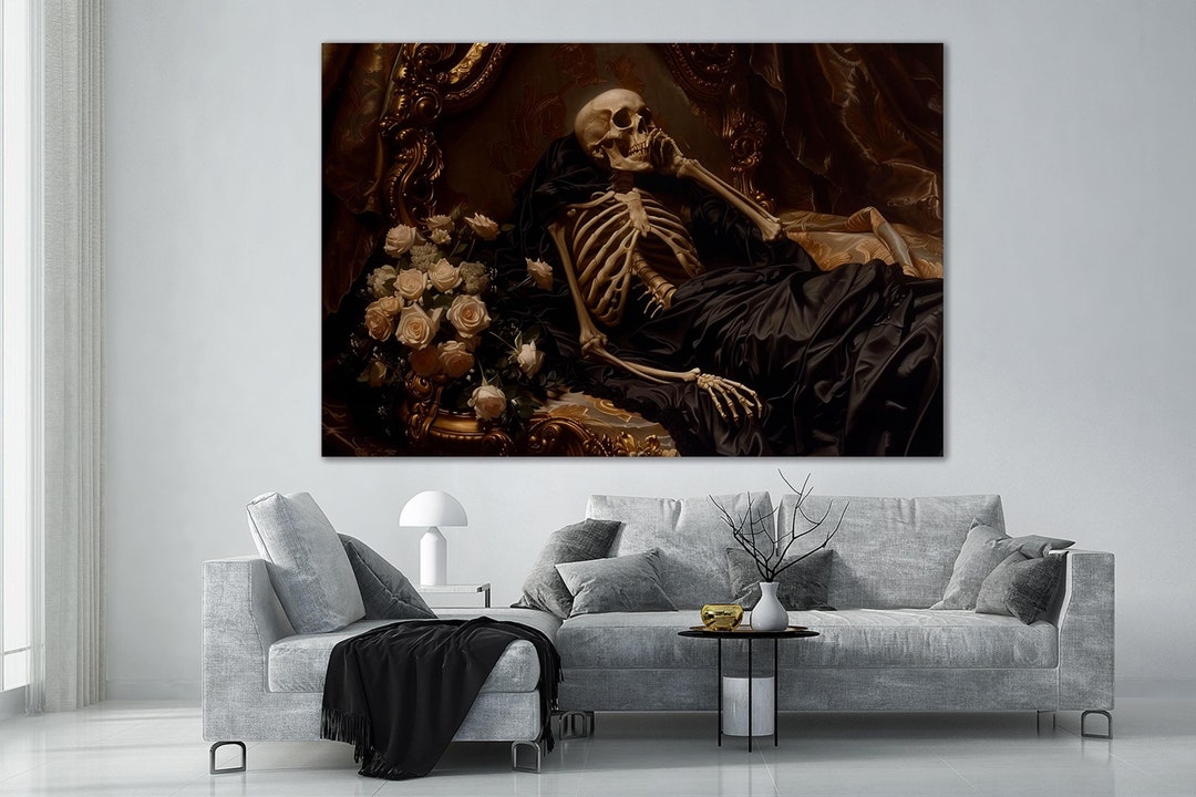 Skeletons Dream Canvas Print Skeleton Wall Art Skeleton Artwork ...