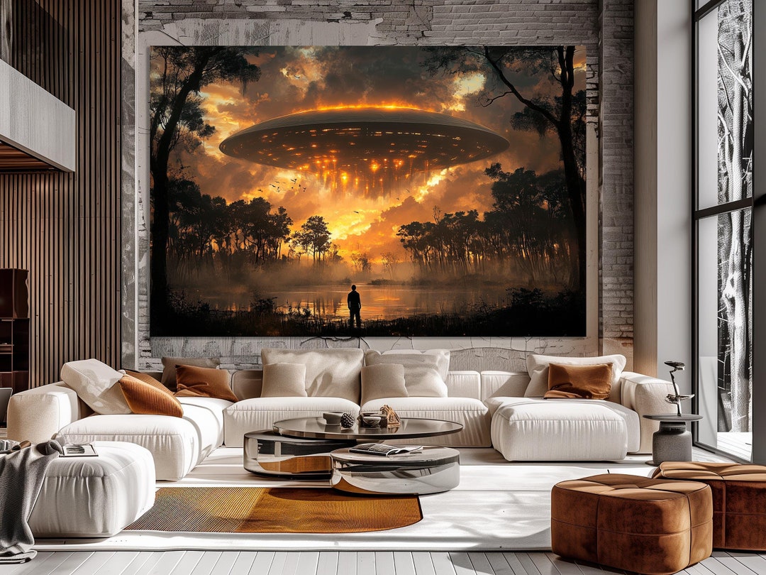 Alien Abduction UFO Printable Canvas Wall Art Prints UFO Wall Art ...