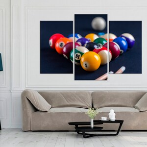 Pool Table Art Billiards Wall Art Billiard Balls Canvas Game Room Decor ...