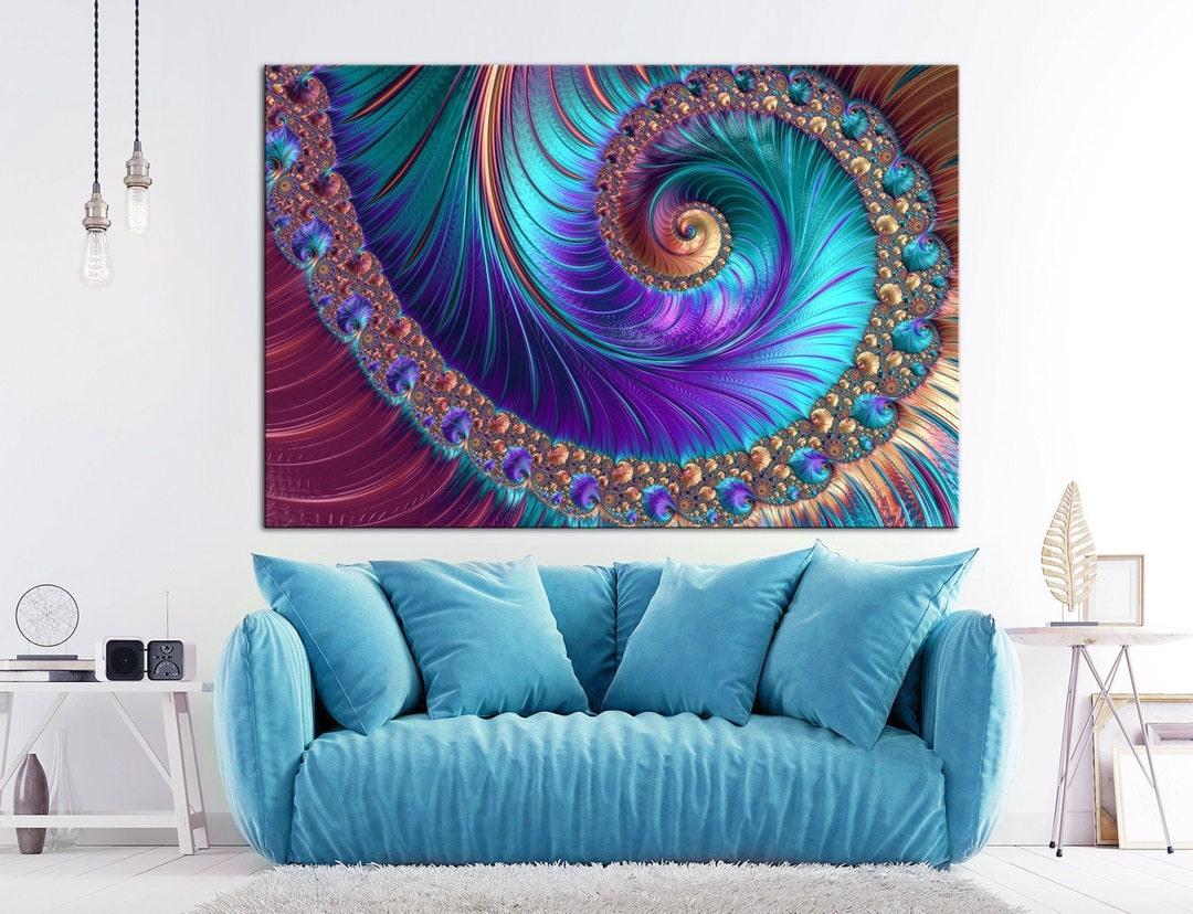 Abstract Bright Print Wall Art Colorful Canvas Print Abstract Feather ...