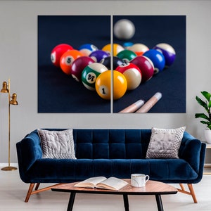 Pool Table Art Billiards Wall Art Billiard Balls Canvas Game Room Decor ...
