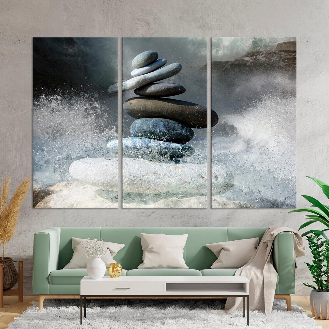 Zen Stones Canvas Wall Art, Balancing Rocks Contemporary Print (ready ...