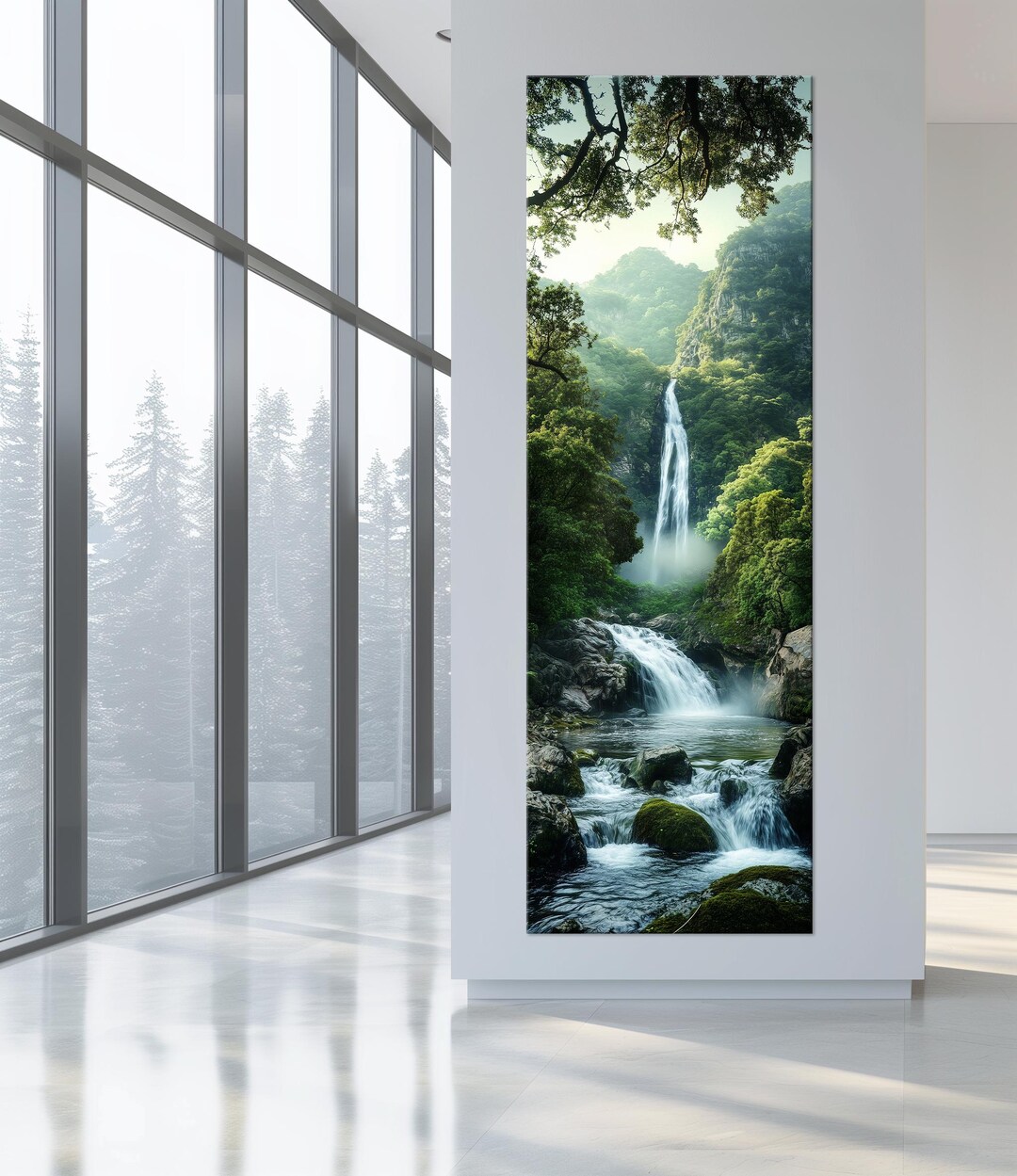 Waterfall Printable Canvas Wall Art Prints Waterfall Painting Landscape ...