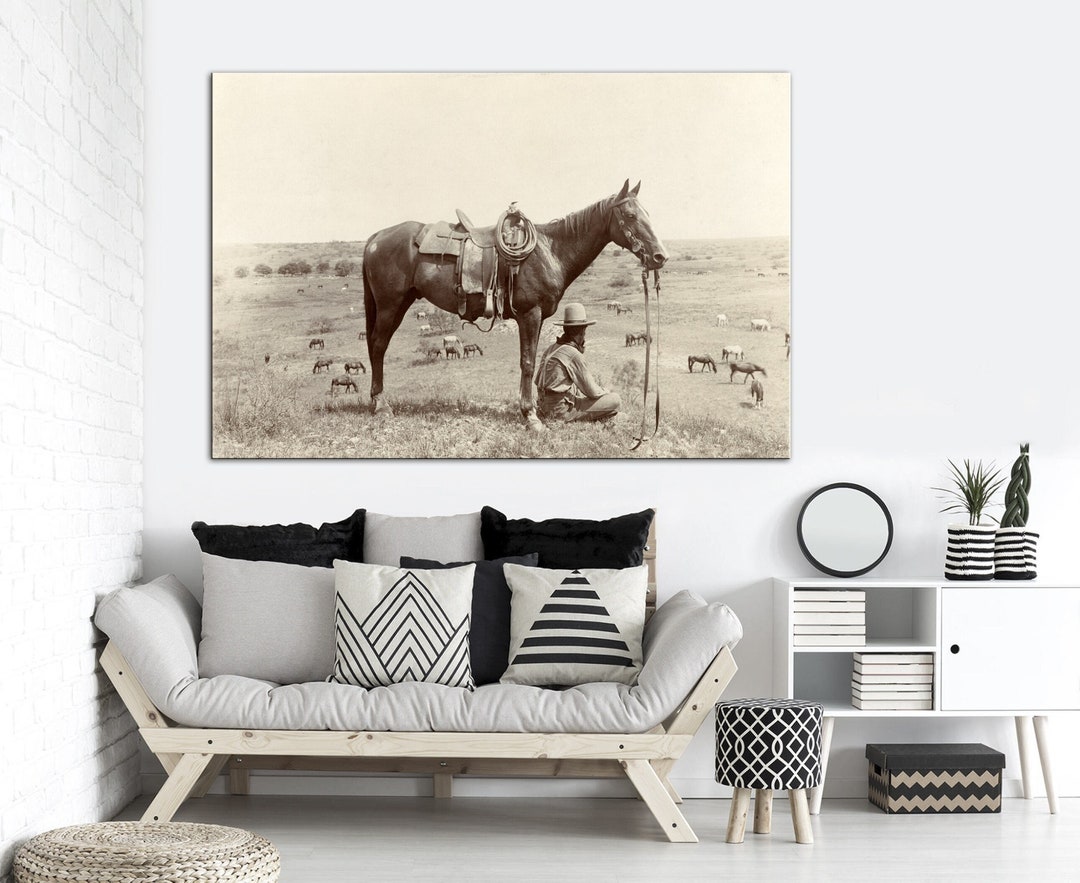 Texas Cowboy Canvas Wall Art Cowboy After Rodeo Art Western Print ...