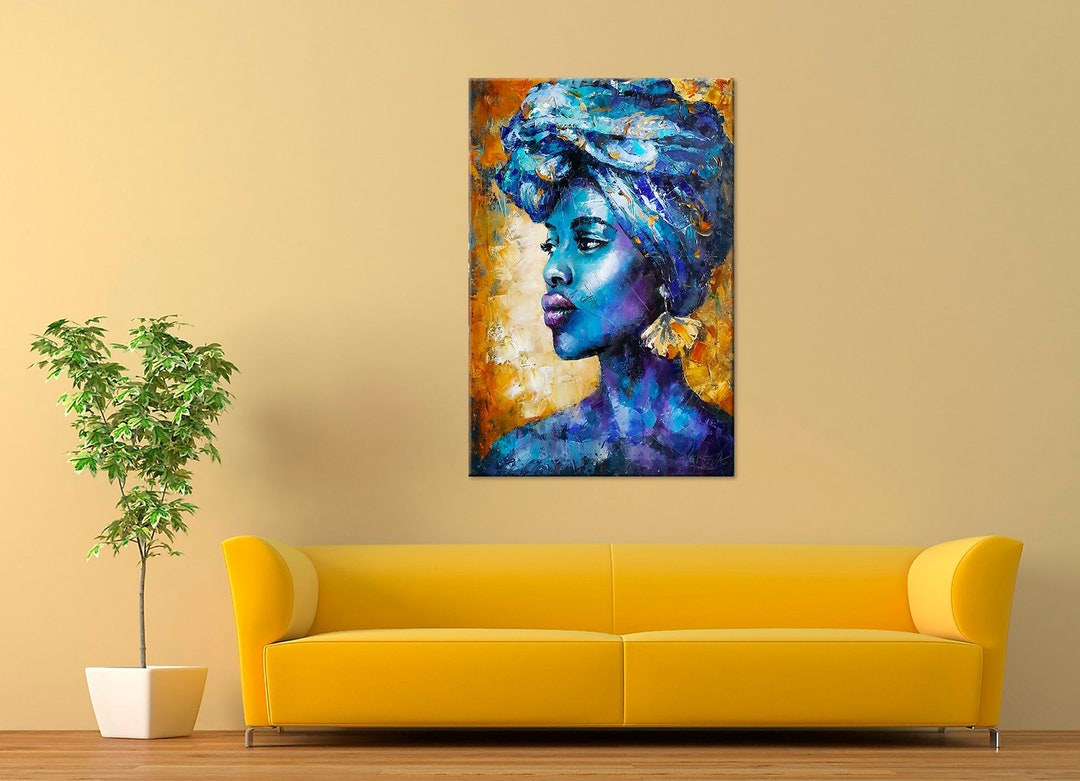 Abstract Lady Art Portrait of an African Woman Black Woman Art Canvas ...
