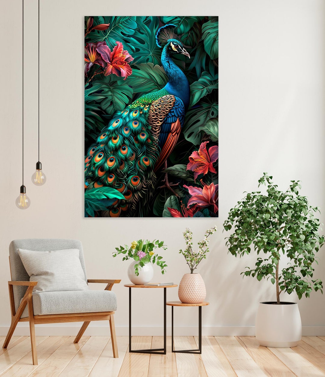 Blue Peacock Printable Canvas Wall Art Prints Peacock Wall Art Birds ...