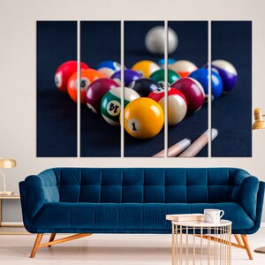 Pool Table Art Billiards Wall Art Billiard Balls Canvas Game Room Decor ...