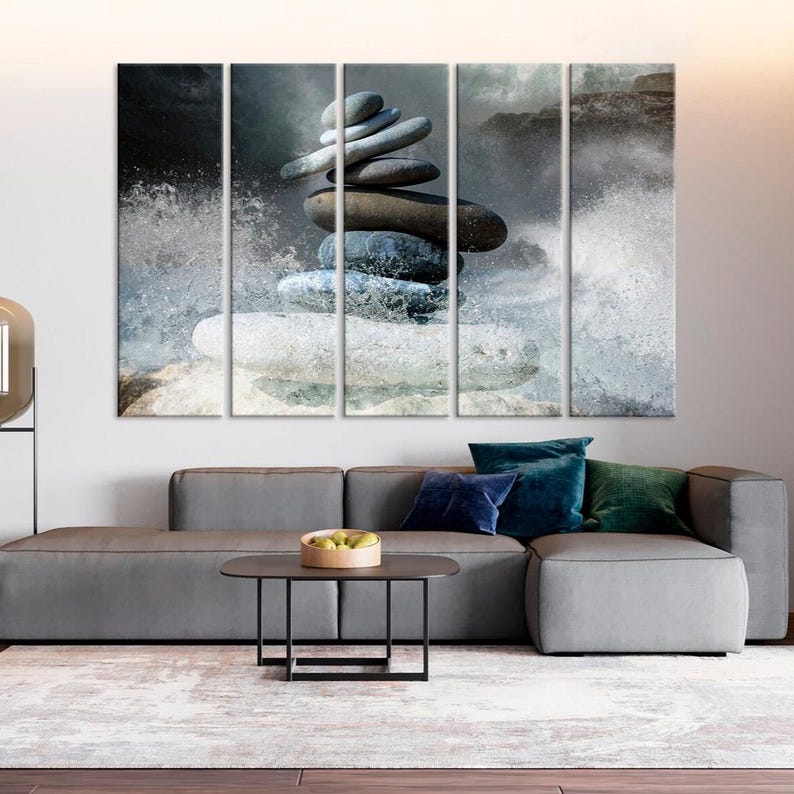 Zen Stones Canvas Wall Art, Balancing Rocks Contemporary Print (ready ...