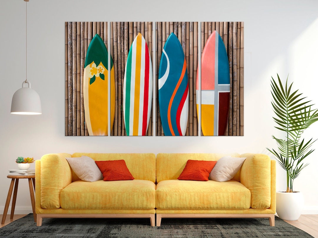Colourful Surfboard Wall Art Canvas Surf Board Art Prints Surf Wall Art ...