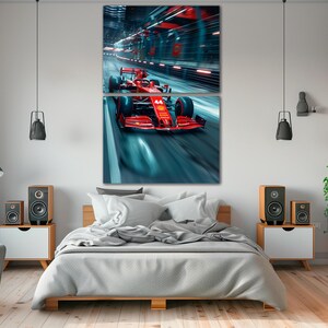 Red Racing Sport Car Canvas Print Formula 1 Wall Art Racing Car Wall ...