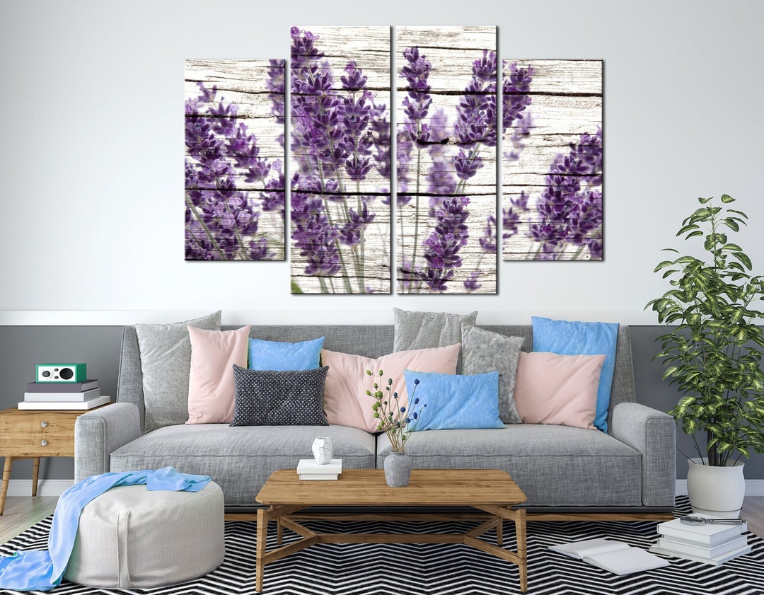 Lavender Flowers Wall Art Purple Flowers Canvas Print Farmhouse Decor ...