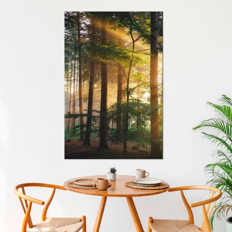 Sunset Forest Canvas Wall Art, Botanical Landscape Tree Nature Print - Etsy