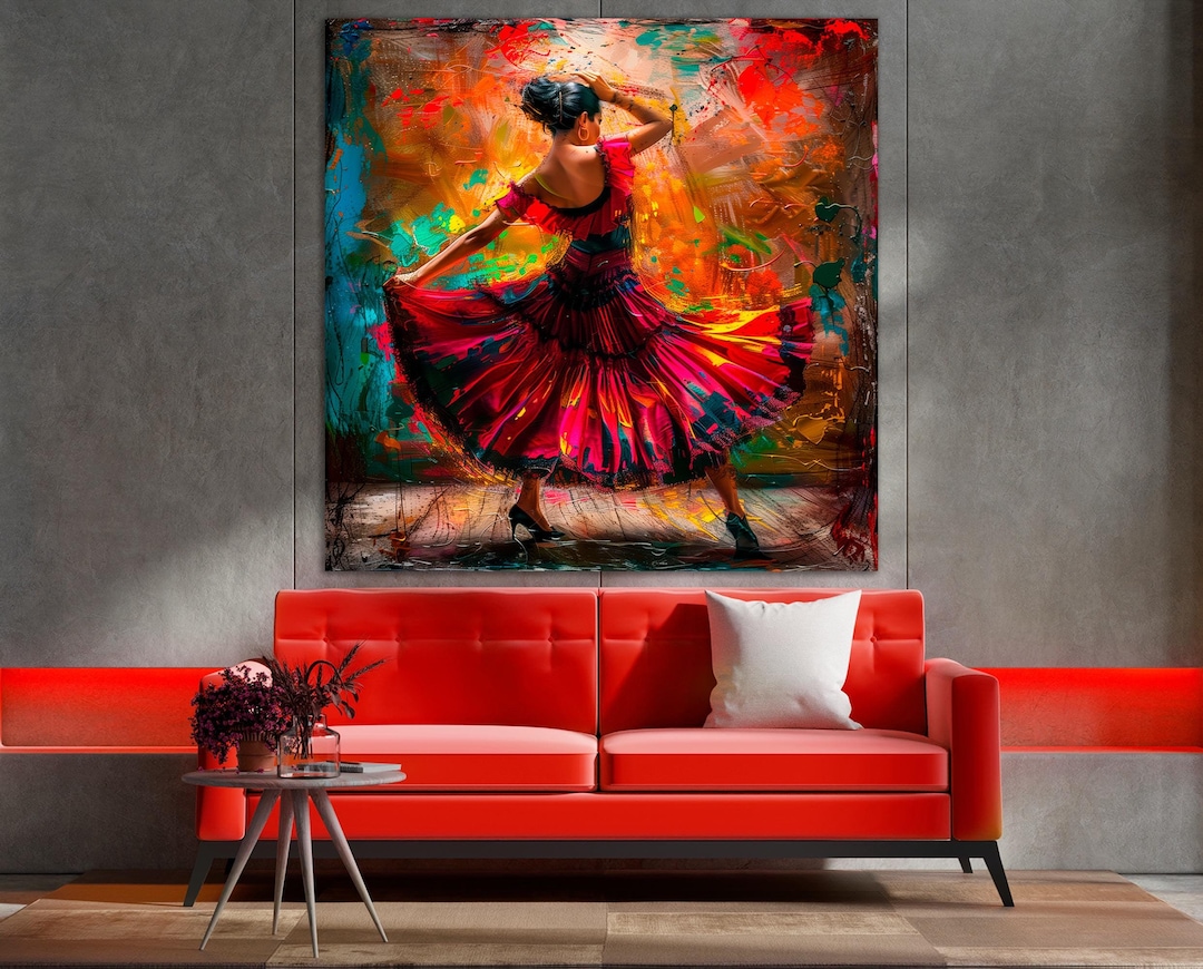 Flamenco Dance Canvas Print Dancing Woman Wall Art Dance Studio Decor ...